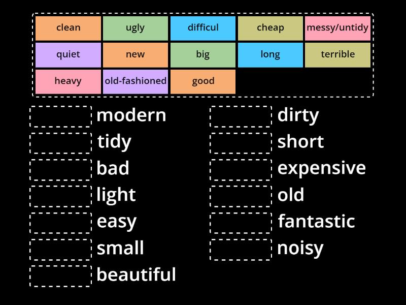 Antonyms adjectives A2 - Match up