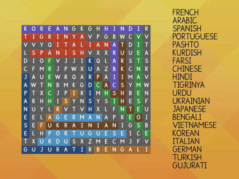 Languages [2] - Wordsearch