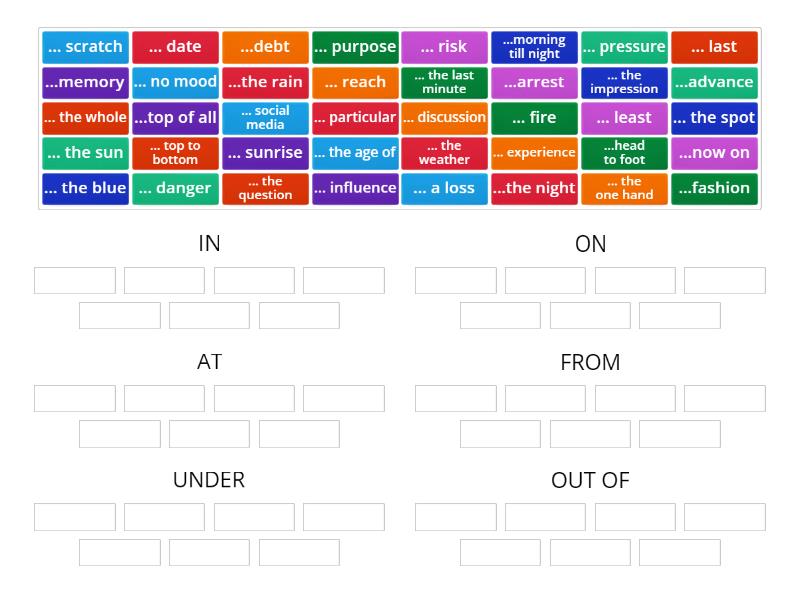Set expressions with prepositions 2 - Group sort