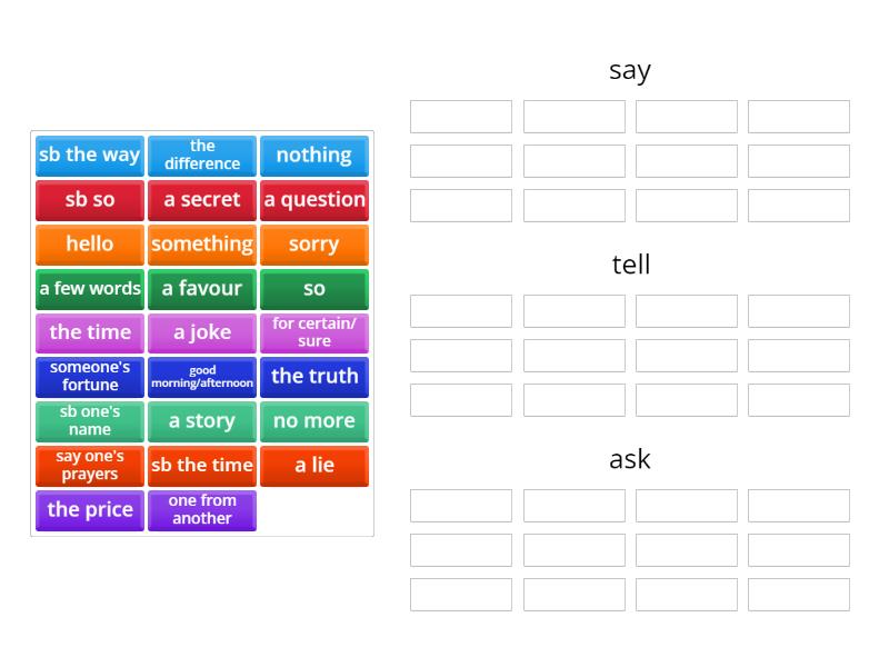 Say\tell - Group sort