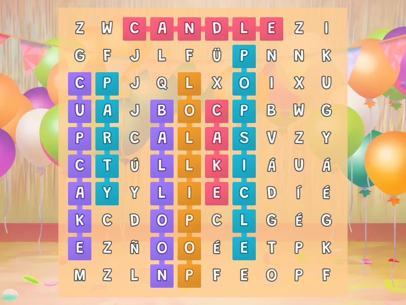 Party vocabulary - Wordsearch