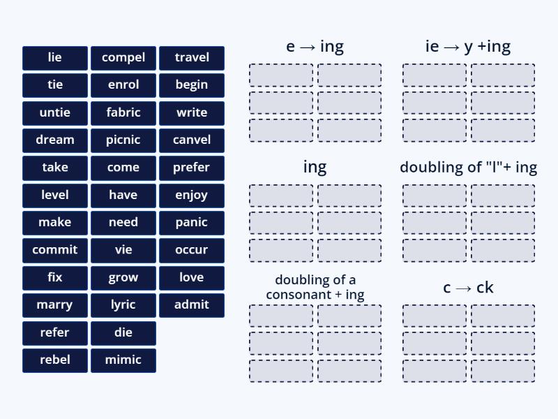 -ing endings - Group sort