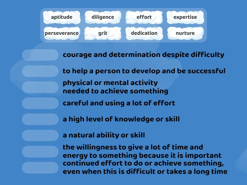 Talent vs. hard work | Vocabulary quiz - Match up