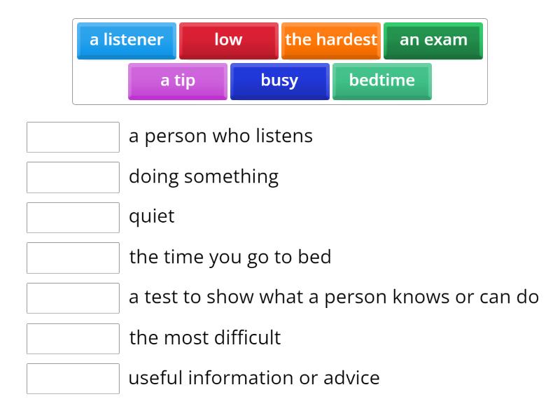 pre listening activity - Match up