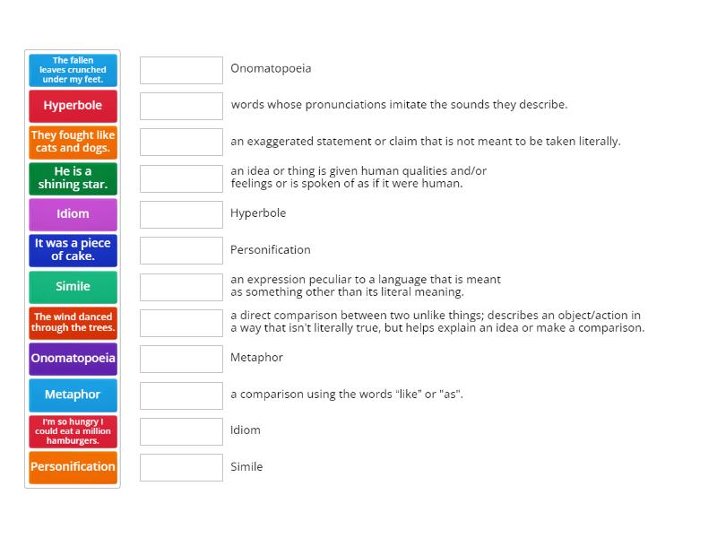 Figurative Language Year 6 - Match up