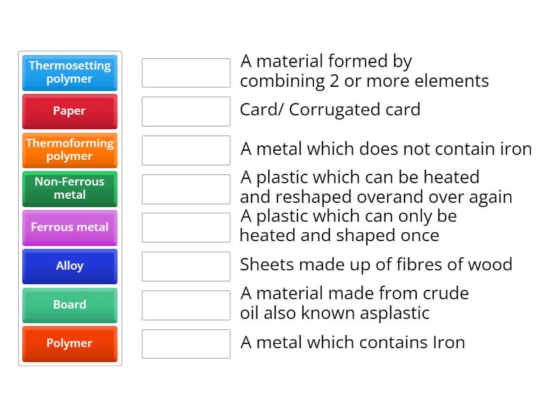 Materials - Match up