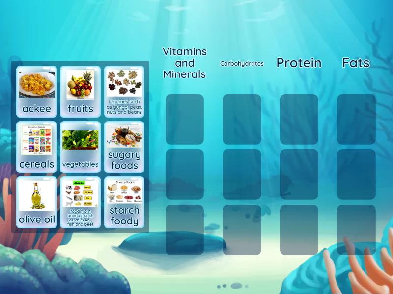 Vitamins and Minerals Drag and Drop - Group sort