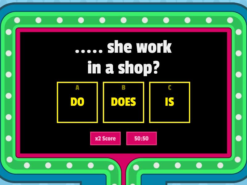 Present simple - choose the correct answer. - Gameshow quiz