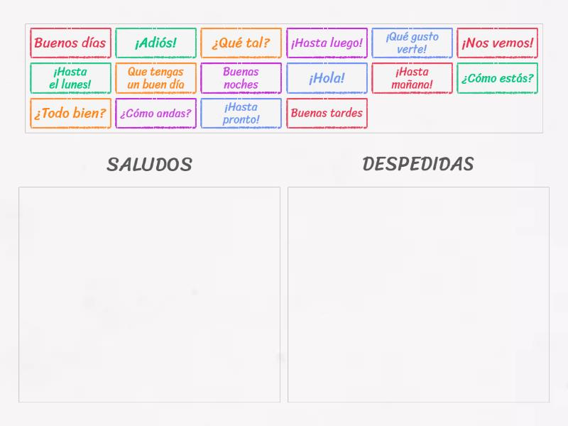 Saludos y despedidas - Categorize