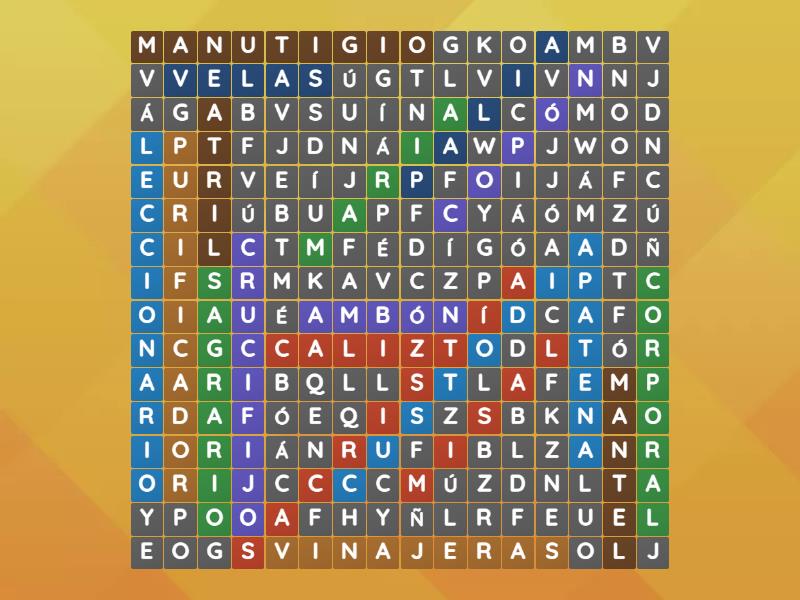 Sopa De Letras Del Altar Y Su Objetos Wordsearch 