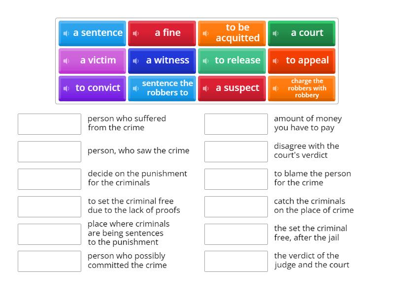 Roadmap B2 unit 5B crime scene vocabulary - Match up