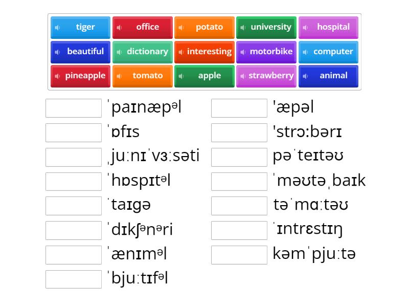Phonetic symbol of words - Match up