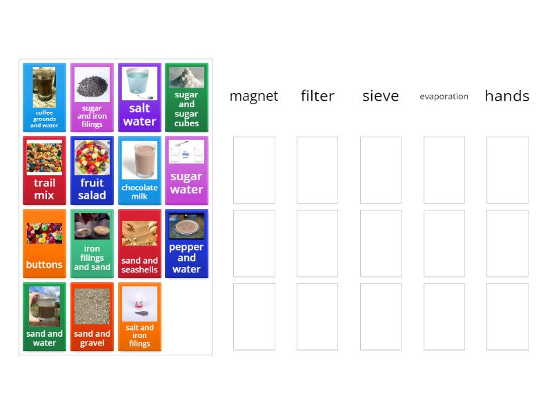 Separating Mixtures and Solutions - Group sort