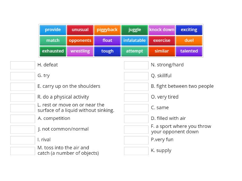 unit 4 vocab - Match up