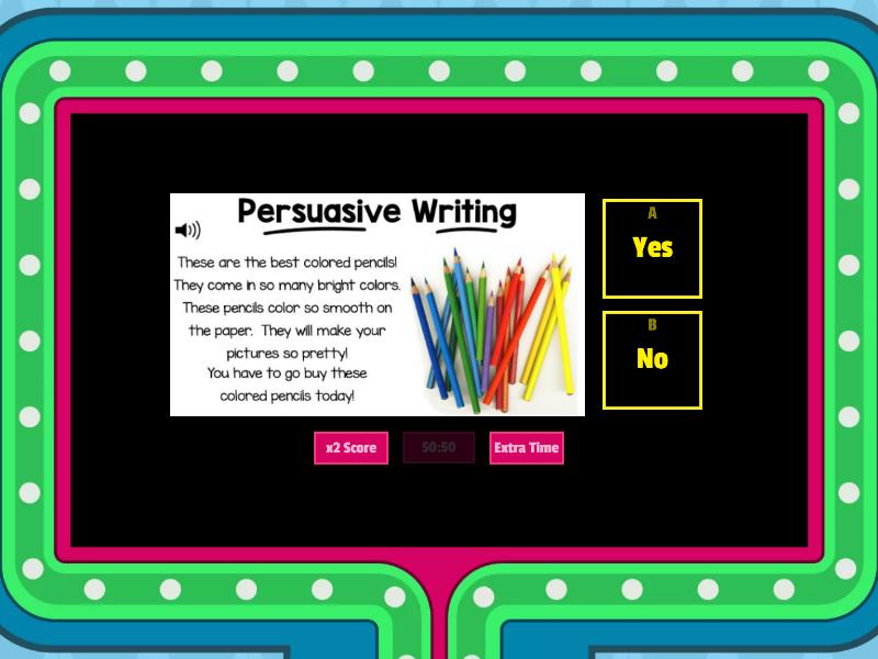 Persuasive Writing - Gameshow quiz