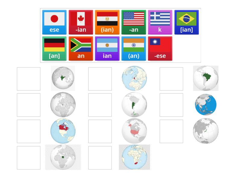 PP4 - Around the World - Flags/Geography - Match up