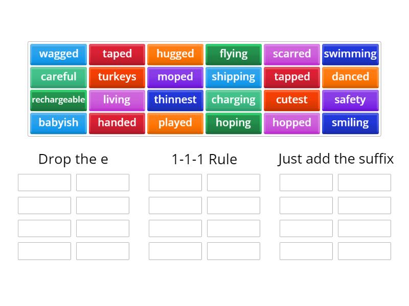 Doubling and Drop e Suffix Addition Rules Sort - Group sort