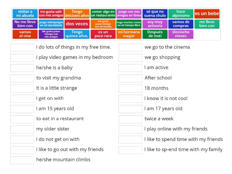 S3 Spanish listening preparation - Match up