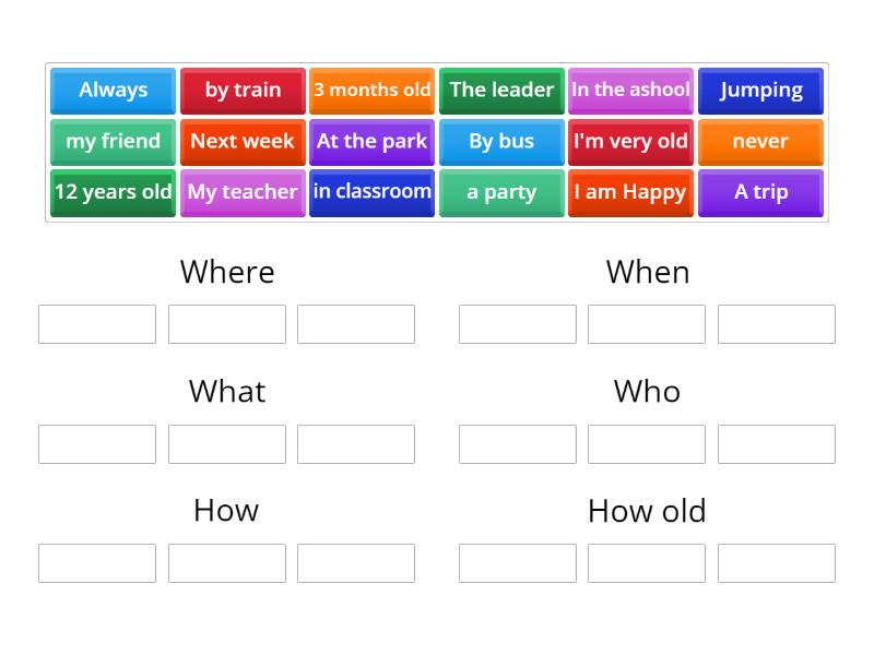 Wh- questions - Group sort