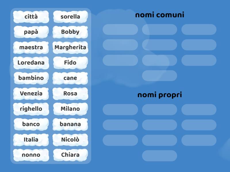 Nomi comuni e nomi propri - Ordenar por grupo