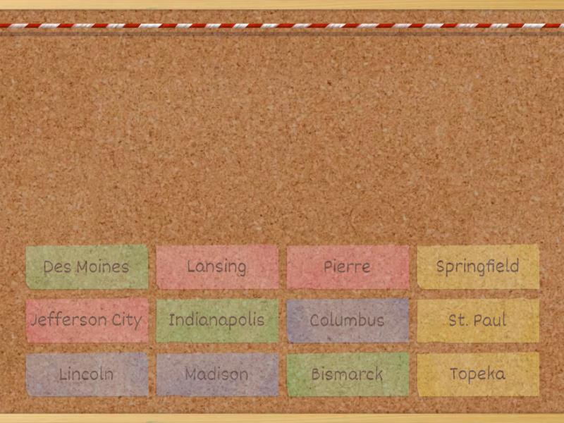 Midwest States & Capitals: Matching Game - Find the match
