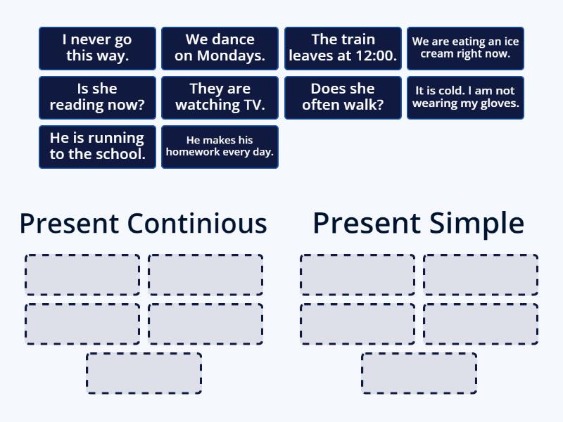 Present Simple and Present Continious - Group sort