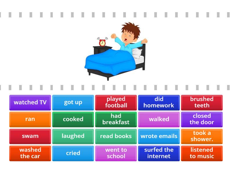 Match the picture with the word (past simple tense) - Find the match
