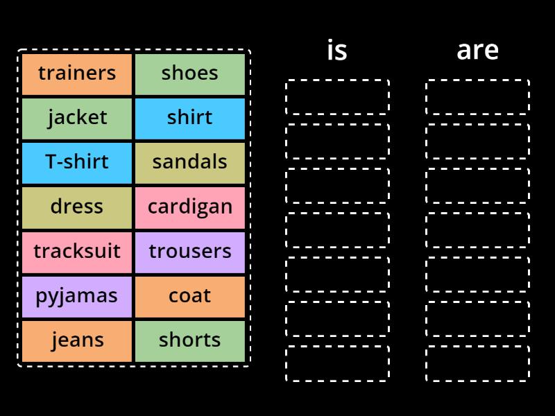 Clothes. Singular vs Plural - Ordenar por grupo