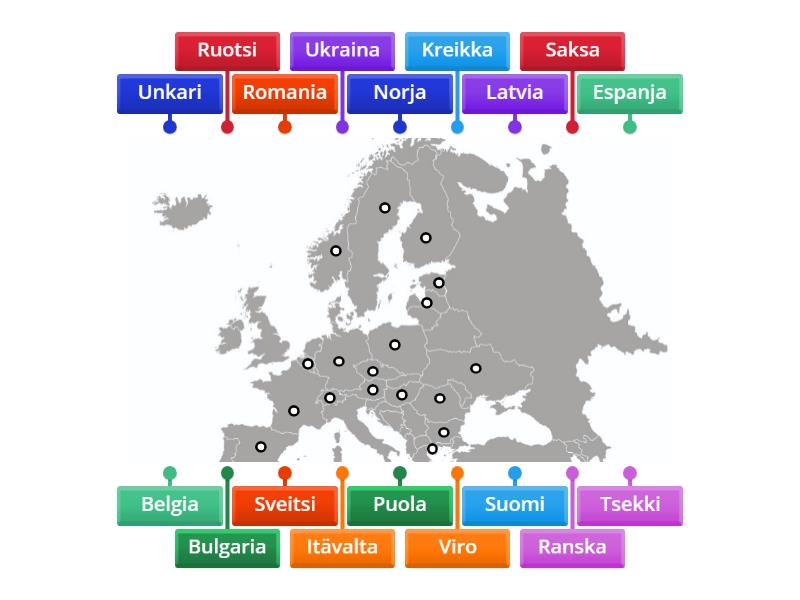 Euroopan maat - Labelled diagram