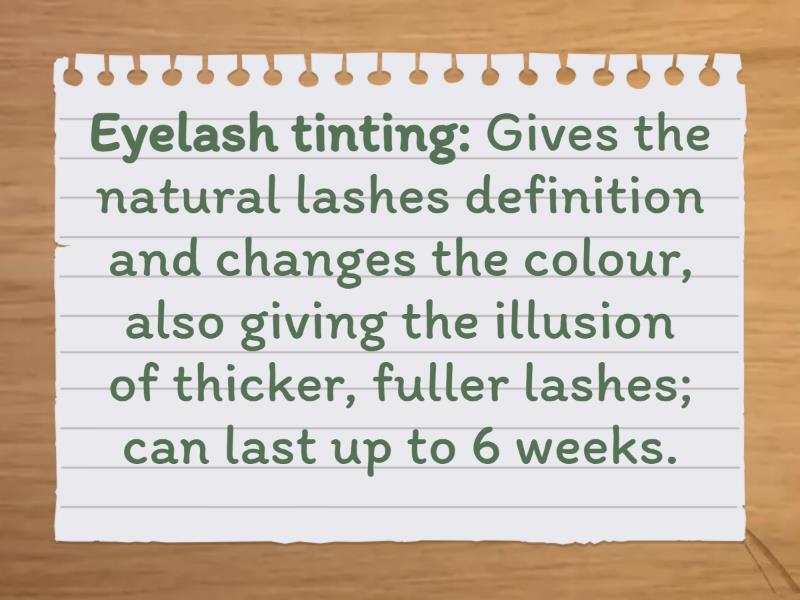 PROVIDE EYELASH AND BROW TREATMENTS - Flash cards