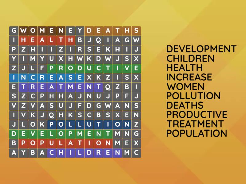 Good Health and well being - Wordsearch