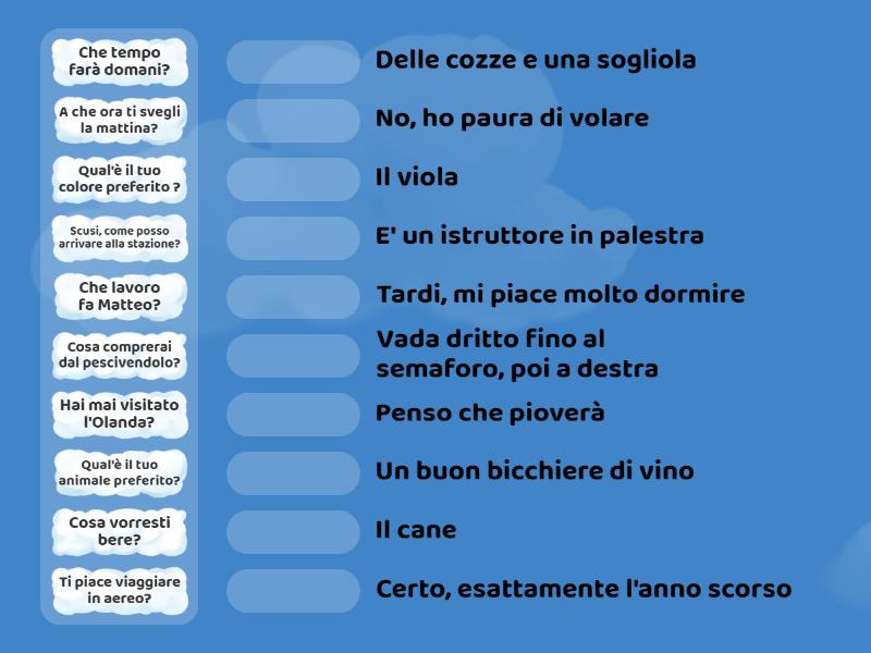 A1-A2 DOMANDA E RISPOSTA - Match up