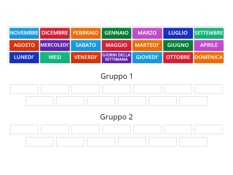 FORMA I GRUPPI DEI GIORNI DELLA SETTIMANA E DEI MESI - Group sort