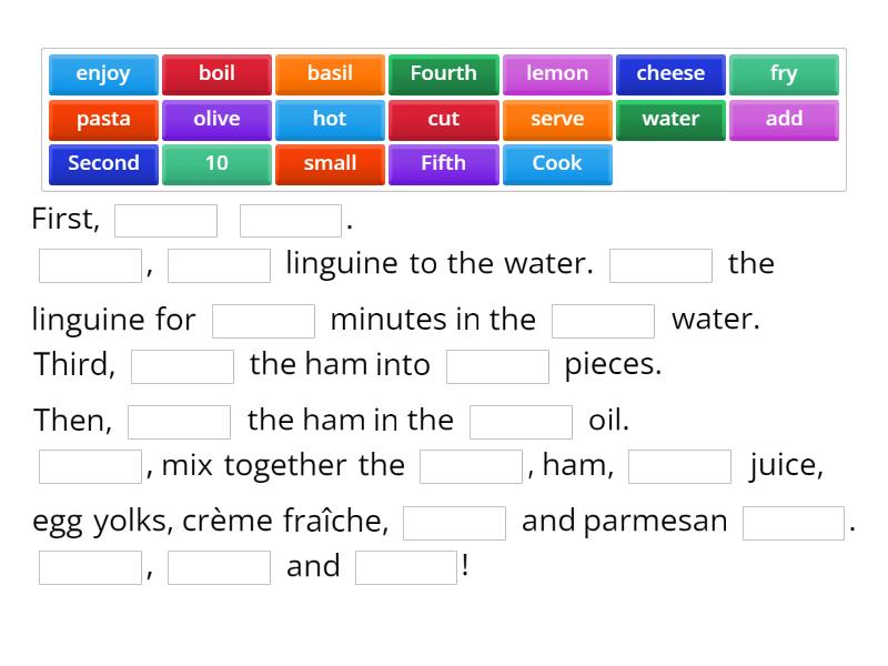 Pasta_recipe - Complete the sentence