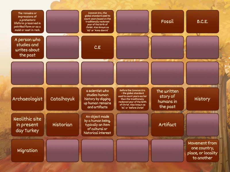 Neolithic Vocabulary - Matching pairs