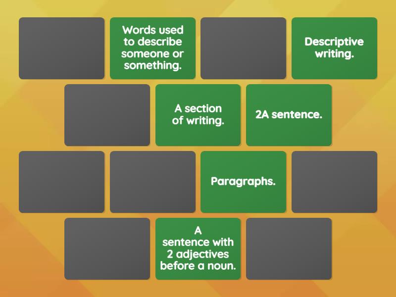 Story writing success criteria - Matching pairs