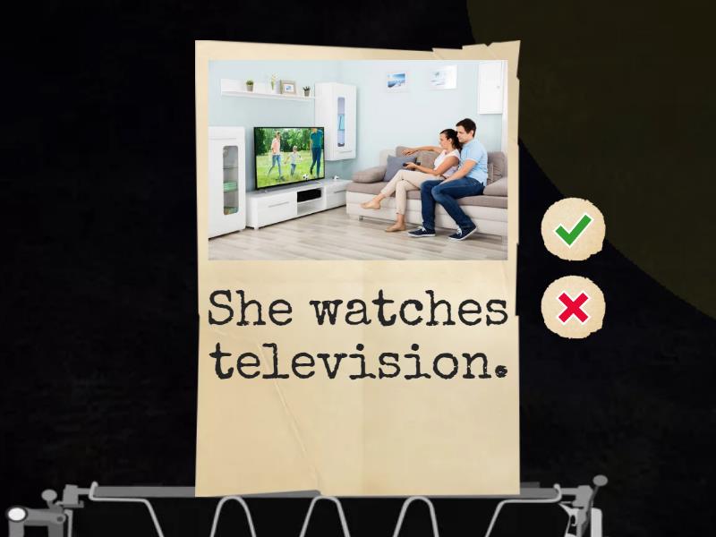 I watch television. - Flash cards