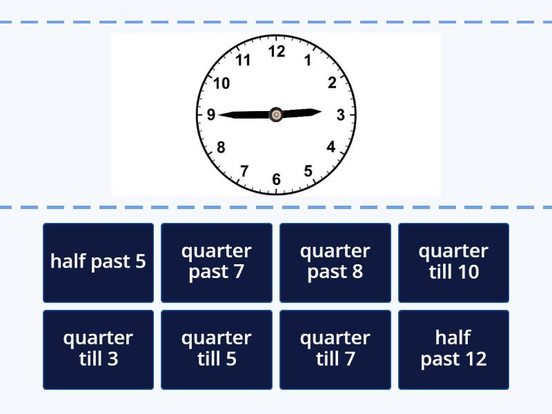 Time to quarter/Half hours Vocabulary - Cada oveja con su pareja