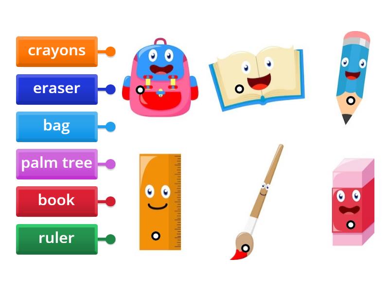 School supplies - matching - Labelled diagram