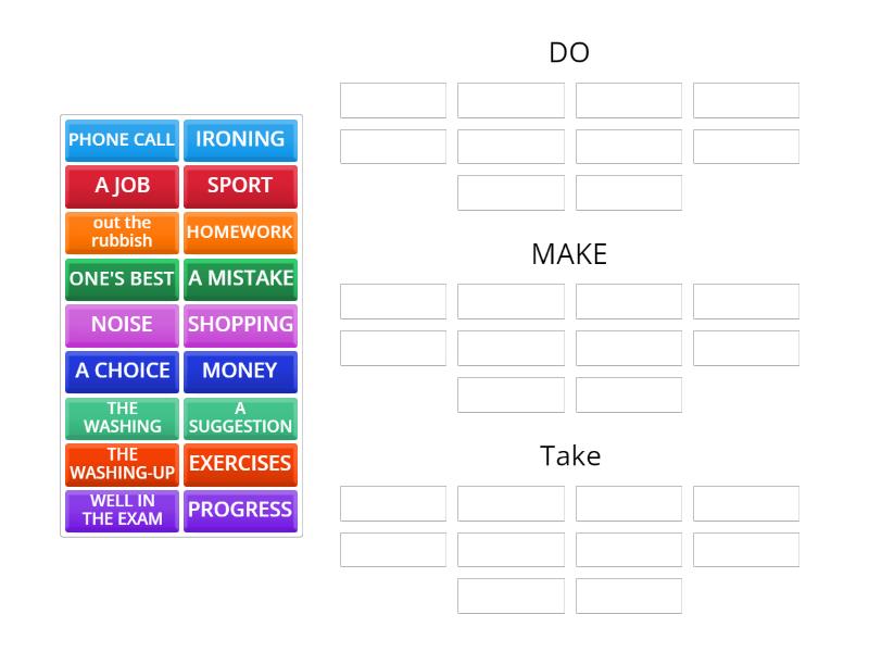 EF Pre-Intermediate Unit 4 A -Do make take - Group sort