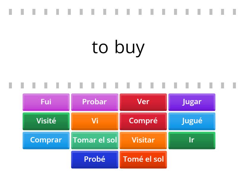 Week 27 Spanish Key verbs in the infinitive/ preterite tense - Find the ...