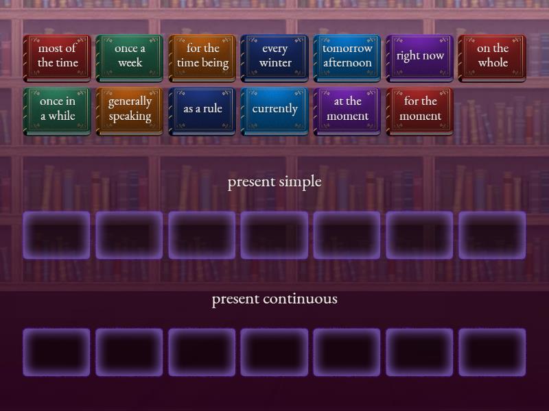 present simple & present continuous markers - Group sort