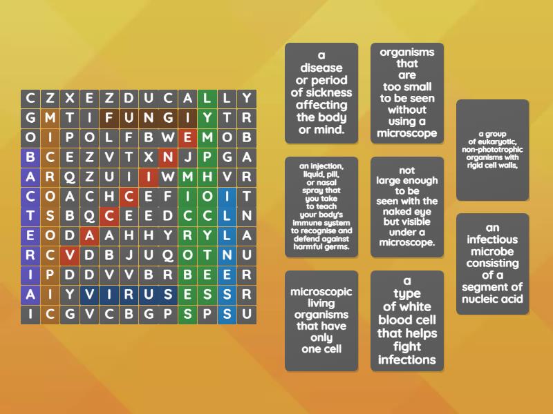 immune system & microbes - Wordsearch