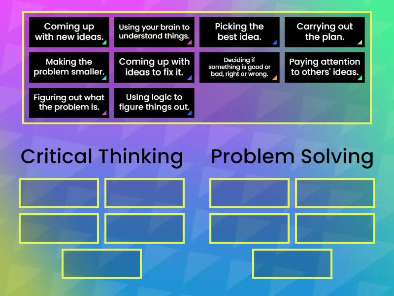 What is Critical Thinking and Problem Solving - Group sort