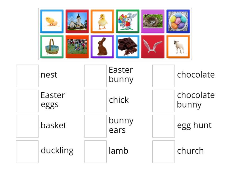 Easter - vocabulary - Une las parejas