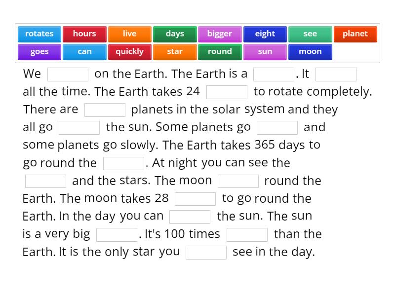 HS2 U7 The solar system - Complete the sentence