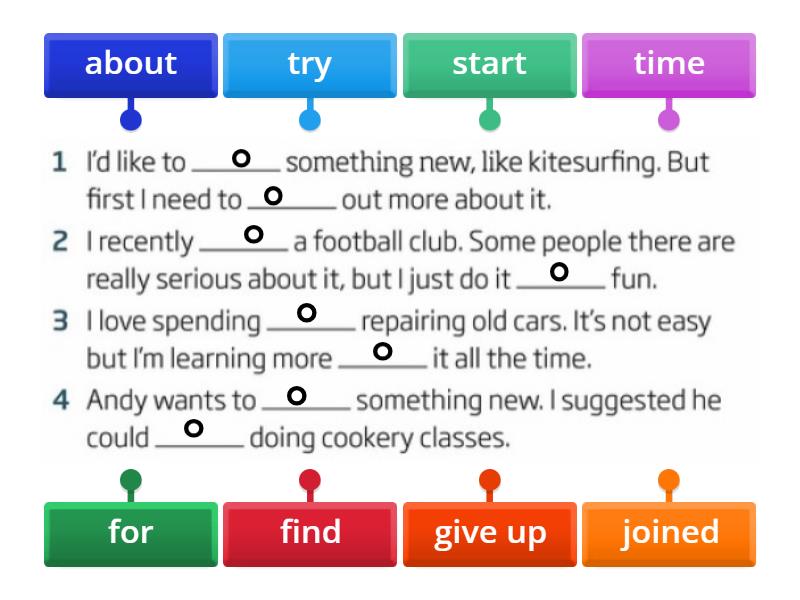 Complete the sentences with words - Labelled diagram