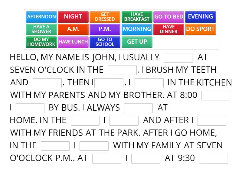 VERIFICA DAILY ROUTINE - Complete the sentence