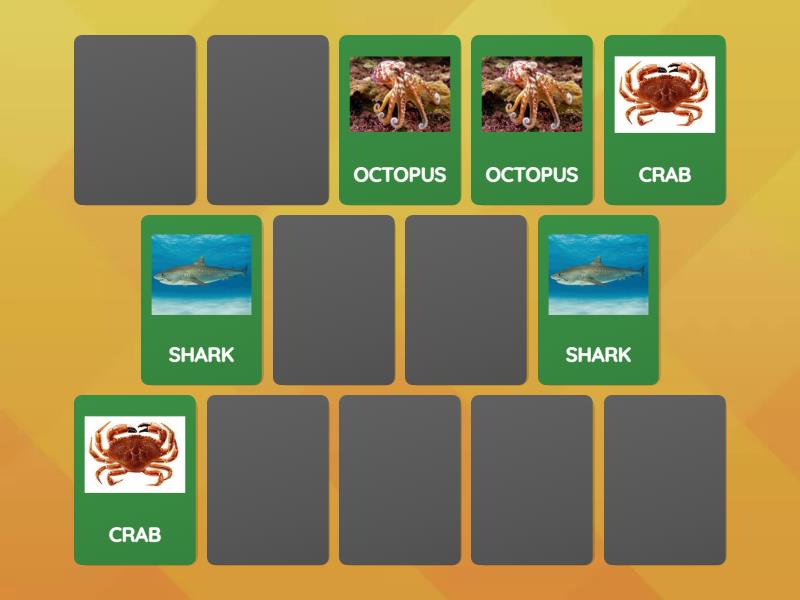 SEA ANIMALS - MEMORY GAME - Matching pairs