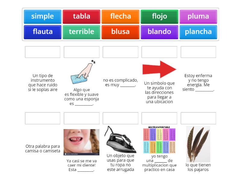 Palabras con pl, fl, bl - Match up